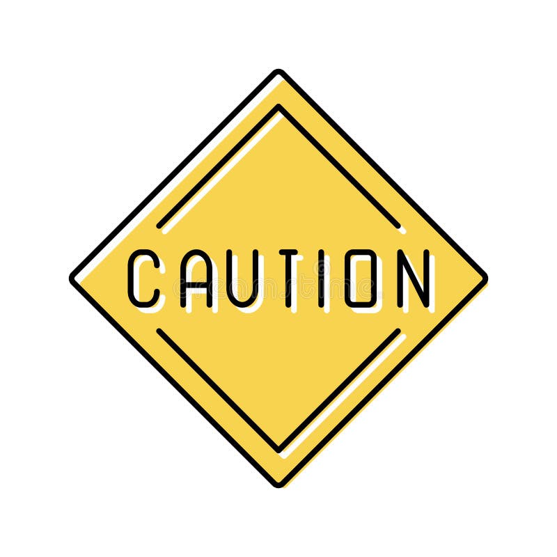 Caution Road Sign Color Icon Vector Illustration Stock Vector ...