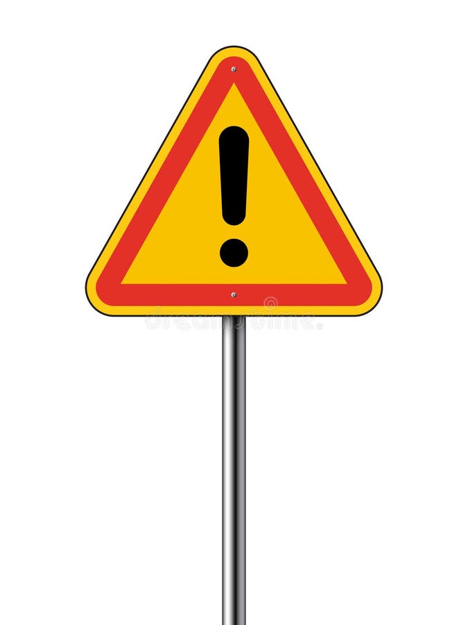 Caution Road Sign with Exclamation Mark Stock Vector - Illustration of ...