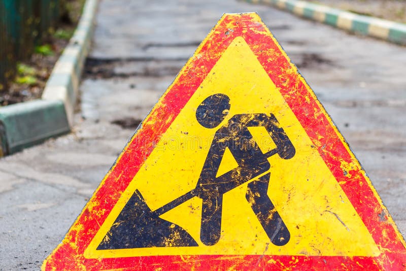 Caution, Road Works are Under Way Stock Photo - Image of city, signal ...