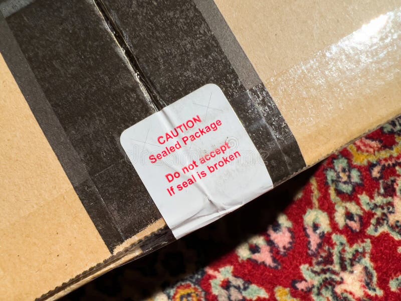 Caution, Sealed Package - Do Not Accept I Stock Image - Image of mail ...