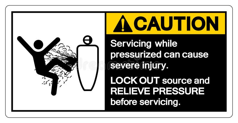 Caution Servicing while Pressurized Can Severe Injury Symbol Sign ...