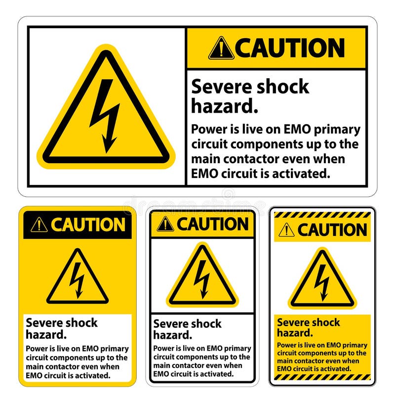 Caution Severe Shock Hazard Sign on White Background Stock Vector ...