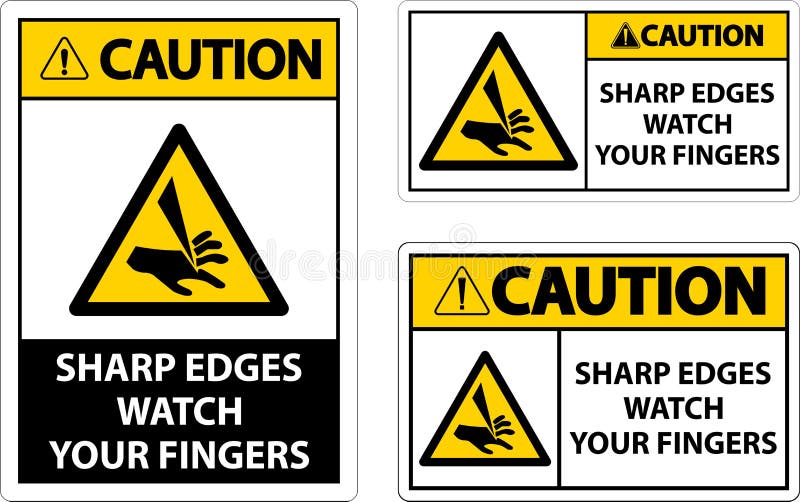 Caution Sharp Edges Watch Your Fingers on White Background Stock Vector ...