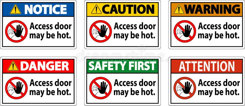 Caution Sign, Caution, Access Door May Be Hot Stock Vector ...