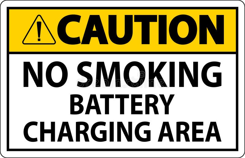 Caution Sign Battery Storage Area No Smoking Stock Vector ...