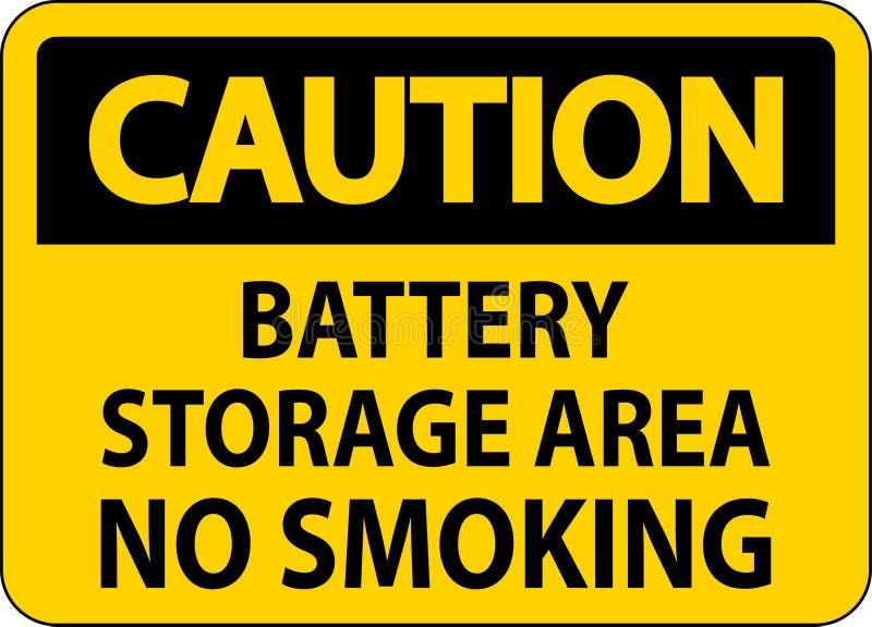 Caution Sign Battery Storage Area No Smoking Stock Vector ...