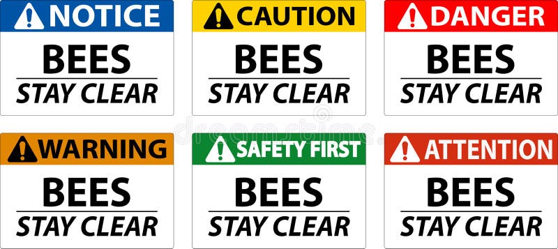 Caution Sign Bees - Stay Clear Stock Vector - Illustration of ...