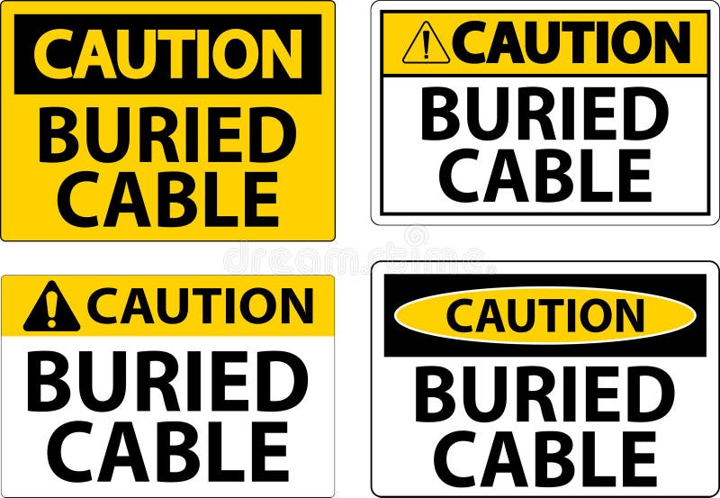 Caution Sign Buried Cable on White Background Stock Vector ...