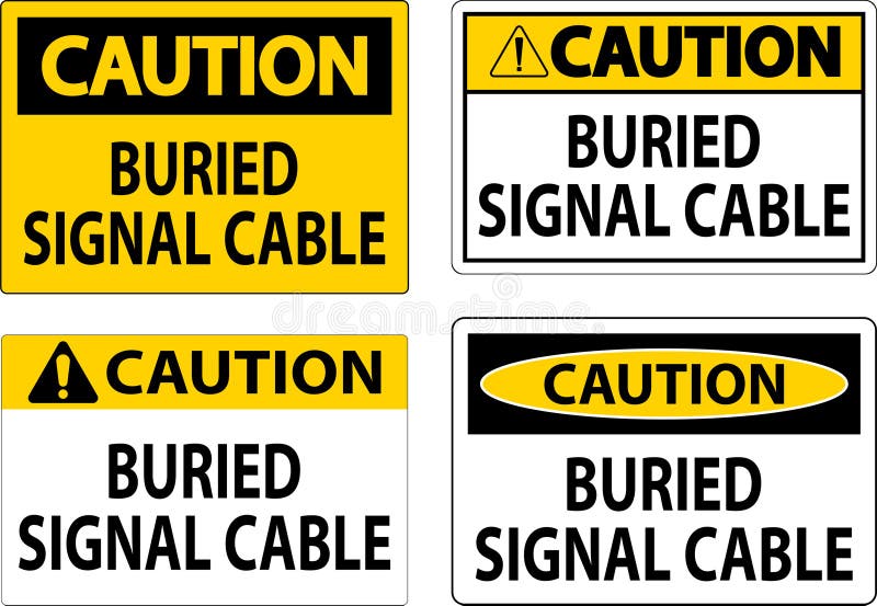 Caution Sign Buried Signal Cable on White Bacground Stock Vector ...