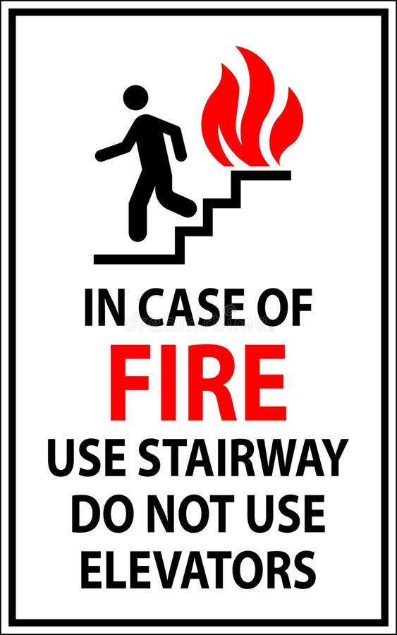 Caution Sign in Case of Fire Use Stairway Do Not Use Elevators Stock ...