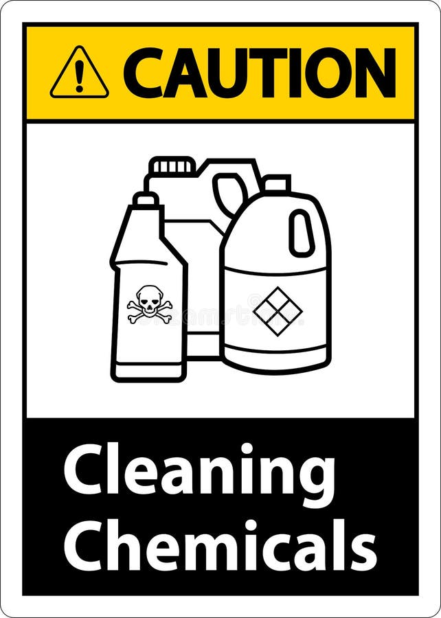 Caution Sign Cleaning Chemicals Sign on White Background Stock Vector ...