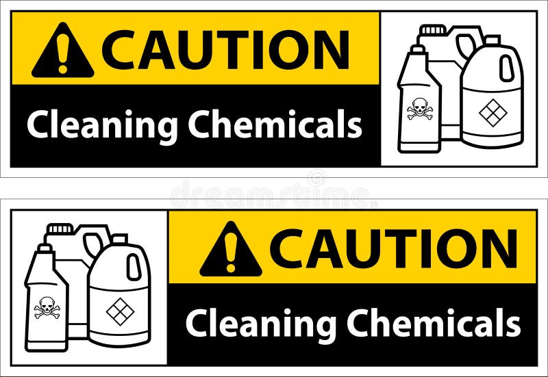 Caution Sign Cleaning Chemicals Sign on White Background Stock Vector ...