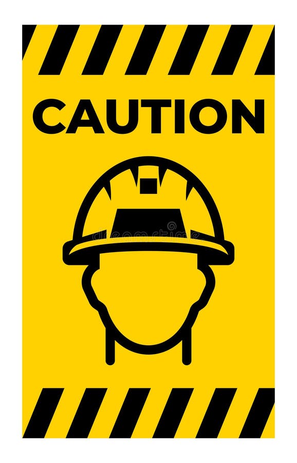 Caution Sign with Construction Helmet Icon Stock Illustration ...