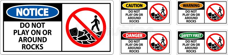 Caution Sign Do Not Play on or Around Rocks Stock Vector - Illustration ...
