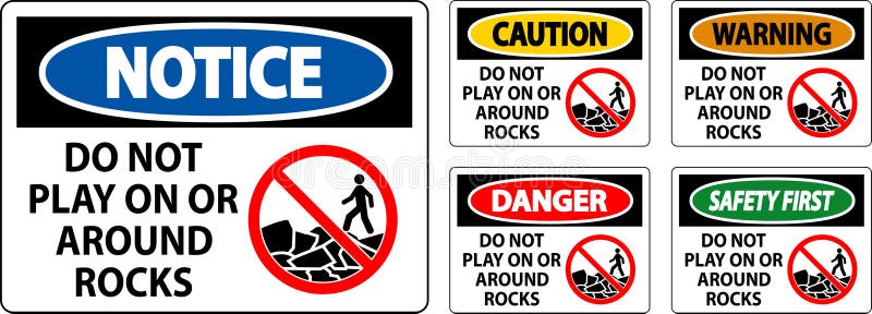 Caution Sign Do Not Play on or Around Rocks Stock Vector - Illustration ...