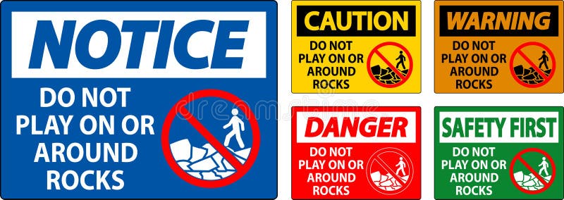 Caution Sign Do Not Play on or Around Rocks Stock Vector - Illustration ...