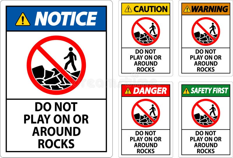 Caution Sign Do Not Play on or Around Rocks Stock Vector - Illustration ...