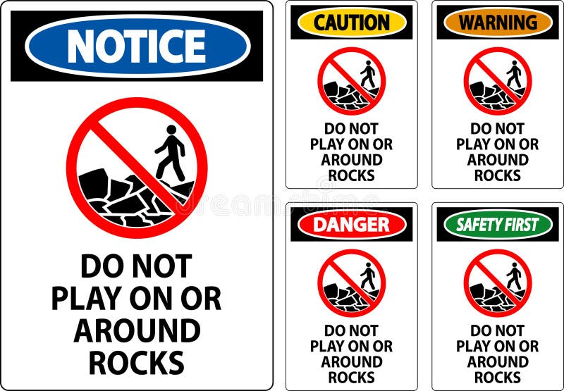 Caution Sign Do Not Play on or Around Rocks Stock Vector - Illustration ...
