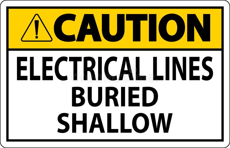 Caution Sign Electrical Lines, Buried Shallow on White Bacground Stock ...
