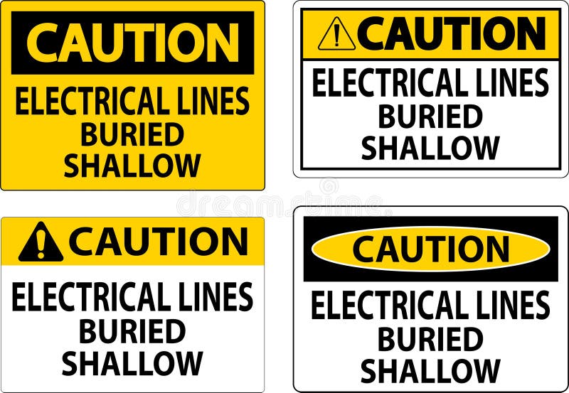 Caution Sign Electrical Lines, Buried Shallow on White Bacground Stock ...