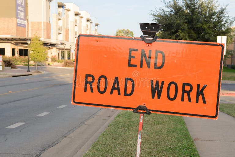 Caution Sign, End Road Work Stock Image - Image of board, black: 61082591