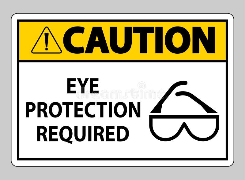 Caution Eye and Ear Protection Required Sign on White Background Stock ...