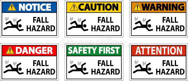 Caution Sign, Fall Hazard stock vector. Illustration of information ...
