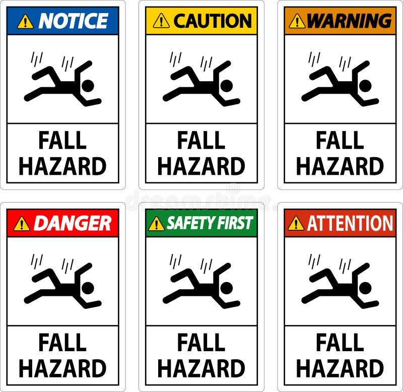 Caution Sign, Fall Hazard stock vector. Illustration of label - 305710024