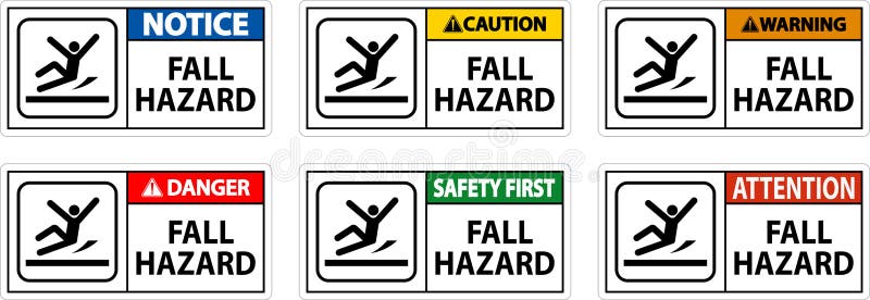 Caution Sign, Fall Hazard stock vector. Illustration of fail - 305346800