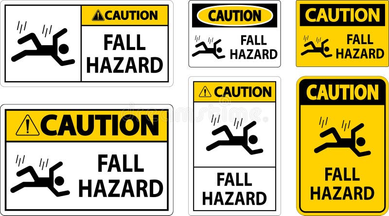 Caution Sign, Fall Hazard stock vector. Illustration of safety - 305493164