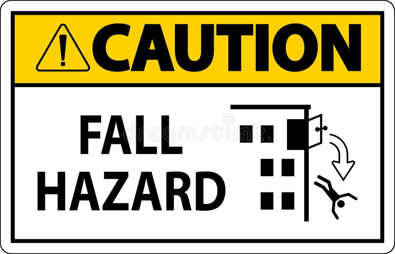 Caution Sign, Fall Hazard stock vector. Illustration of dangerous ...