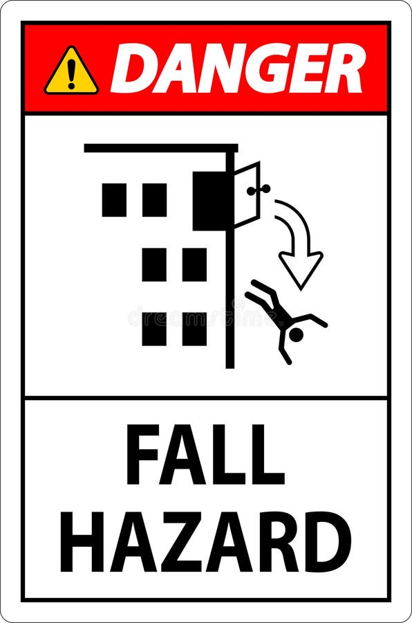 Caution Sign, Fall Hazard stock vector. Illustration of construction ...