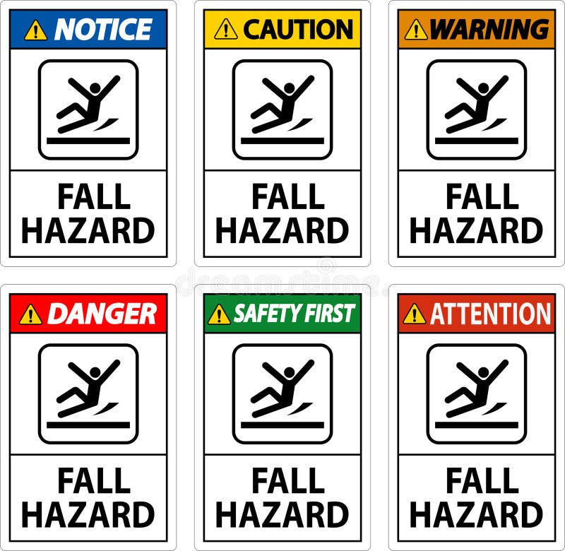 Caution Sign, Fall Hazard stock vector. Illustration of fall - 305493342