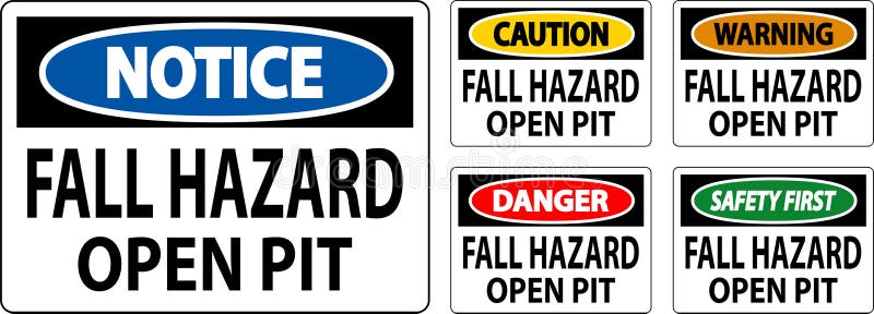 Caution Sign Fall Hazard - Open Pit Stock Vector - Illustration of open ...