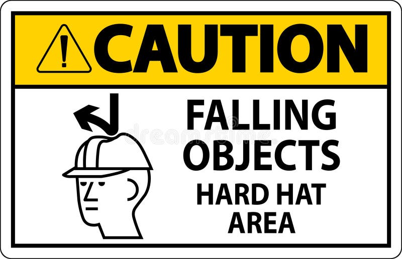 Caution Sign, Falling Objects Hard Hat Area Stock Vector - Illustration ...