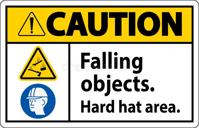 Caution Sign, Falling Objects Hard Hat Area Stock Vector - Illustration ...