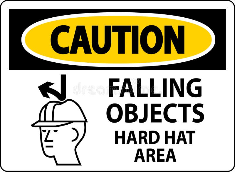 Caution Sign, Falling Objects Hard Hat Area Stock Vector - Illustration ...