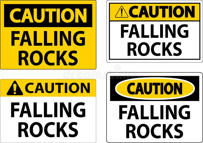 Caution Sign, Falling Rocks Stock Vector - Illustration of accident ...
