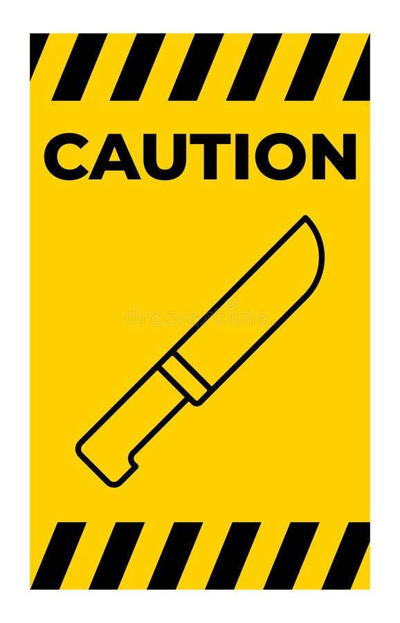 Caution Sign Featuring Knife with Bold Warning Design and Yellow ...