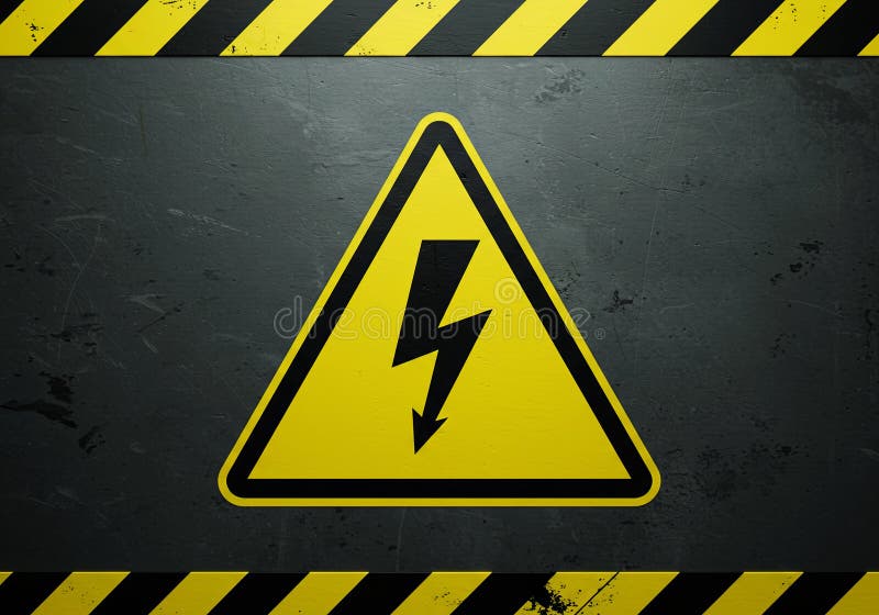 Electrical Safety Warning Icon on Metallic Gray Background Stock ...