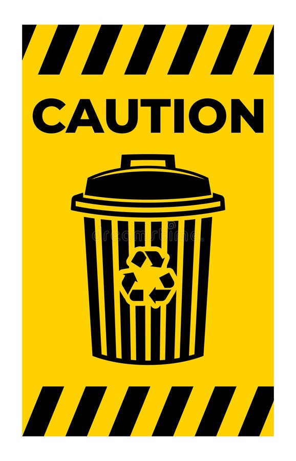 Caution Sign Featuring Recycling Bin Icon Stock Vector - Illustration ...