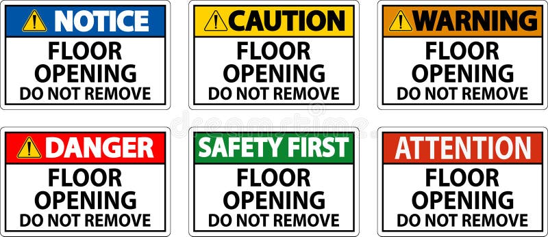 Caution Sign, Floor Opening Do Not Remove Stock Vector - Illustration ...