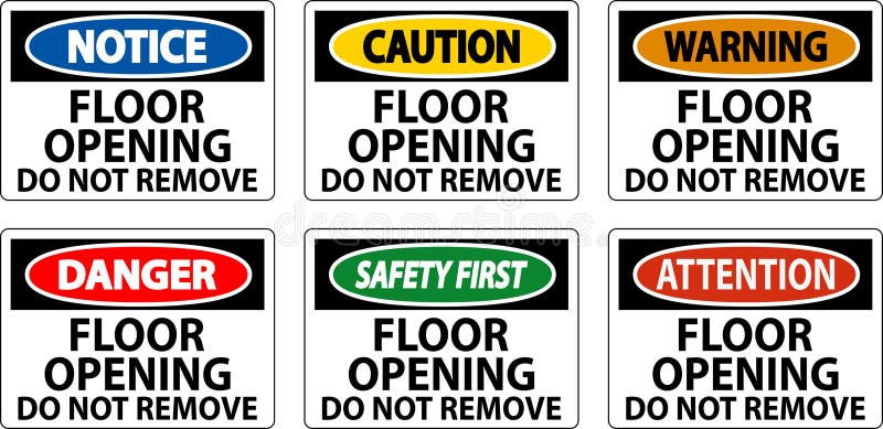 Caution Sign, Floor Opening Do Not Remove Stock Vector - Illustration ...