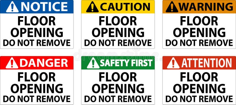 Caution Sign, Floor Opening Do Not Remove Stock Vector - Illustration ...