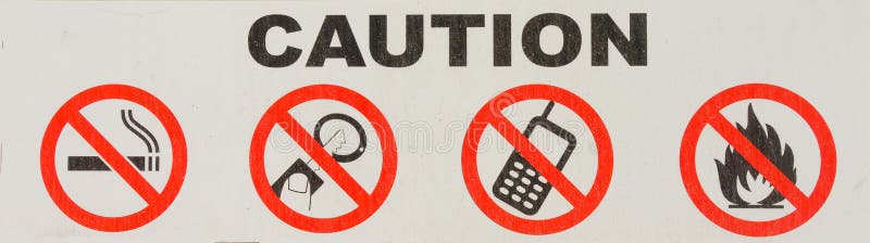 A Caution Sign at a Gas Station Stock Photo - Image of safety ...