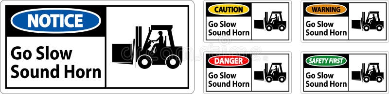 Caution Sign, Go Slow Sound Horn Sign Stock Vector - Illustration of ...