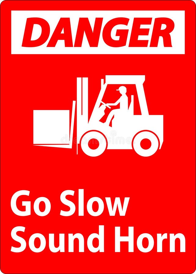 Caution Sign, Go Slow Sound Horn Sign Stock Vector - Illustration of ...