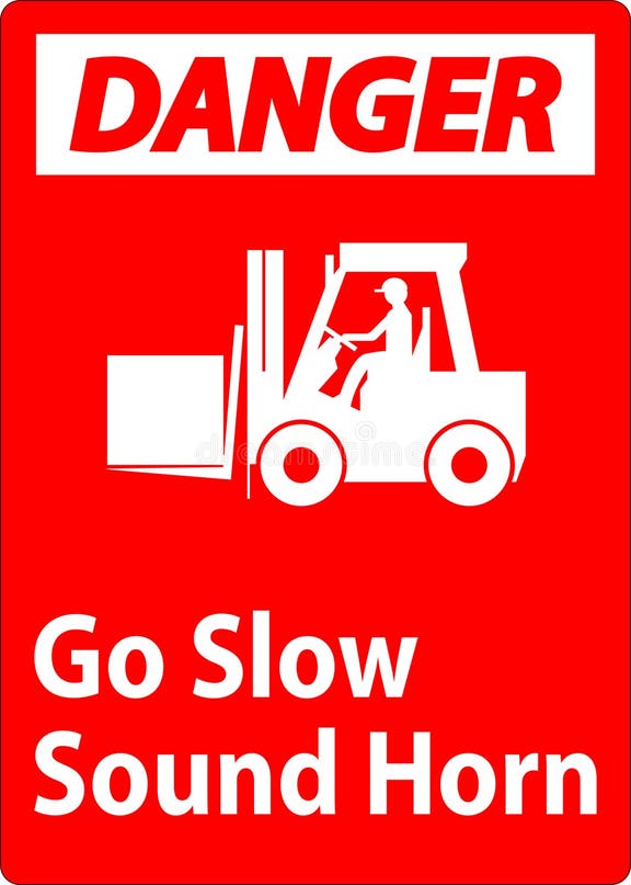 Caution Sign, Go Slow Sound Horn Sign Stock Vector - Illustration of ...