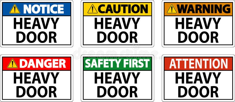 Caution Sign, Heavy Door stock vector. Illustration of industrial ...