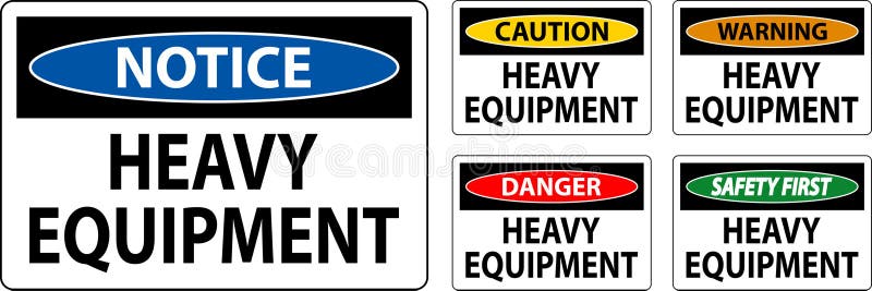 Caution Sign Heavy Equipment on White Background Stock Vector ...